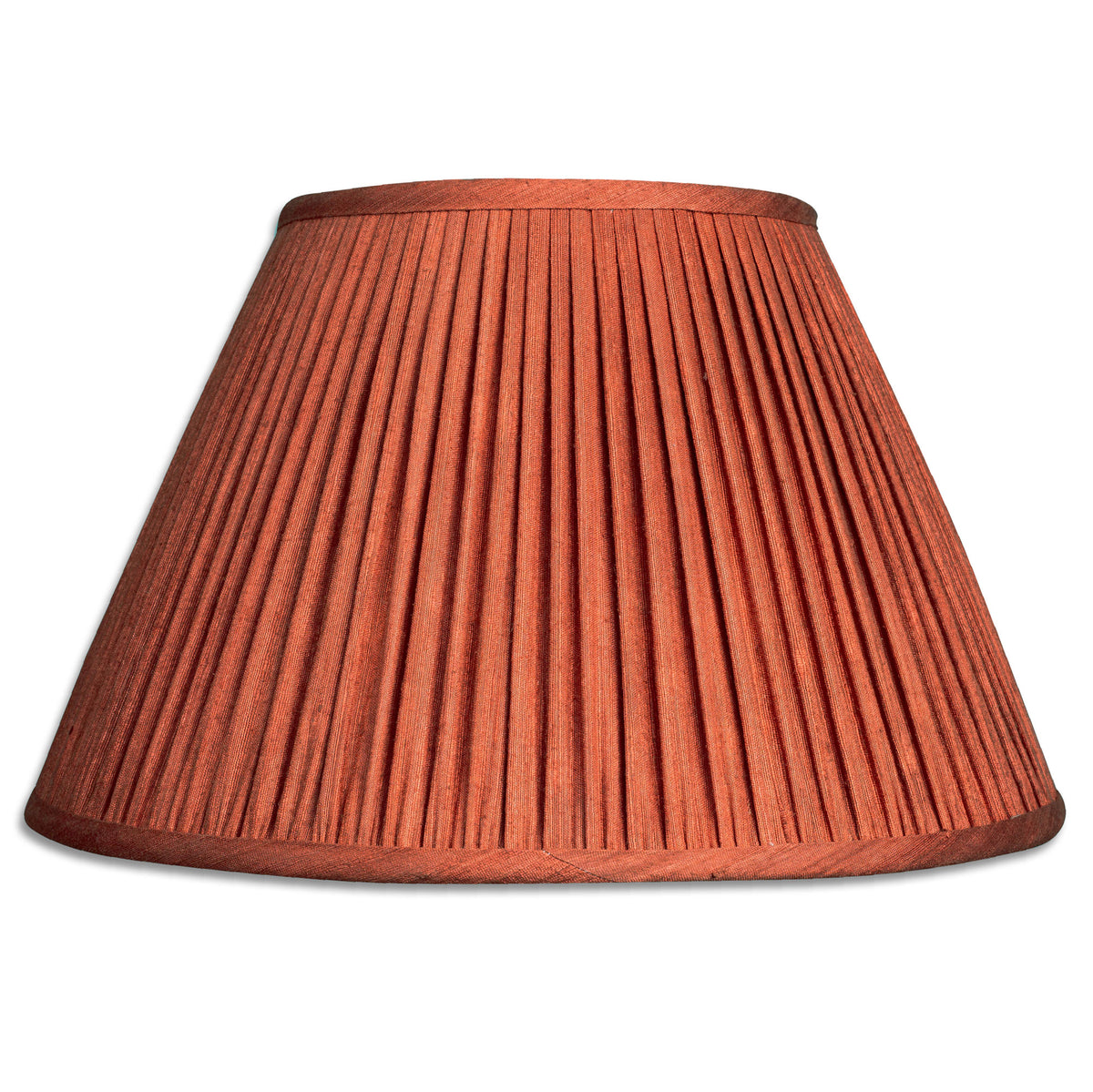 14 inch (36cm) Gathered red/coral Matka silk French drum lampshade – Nushka